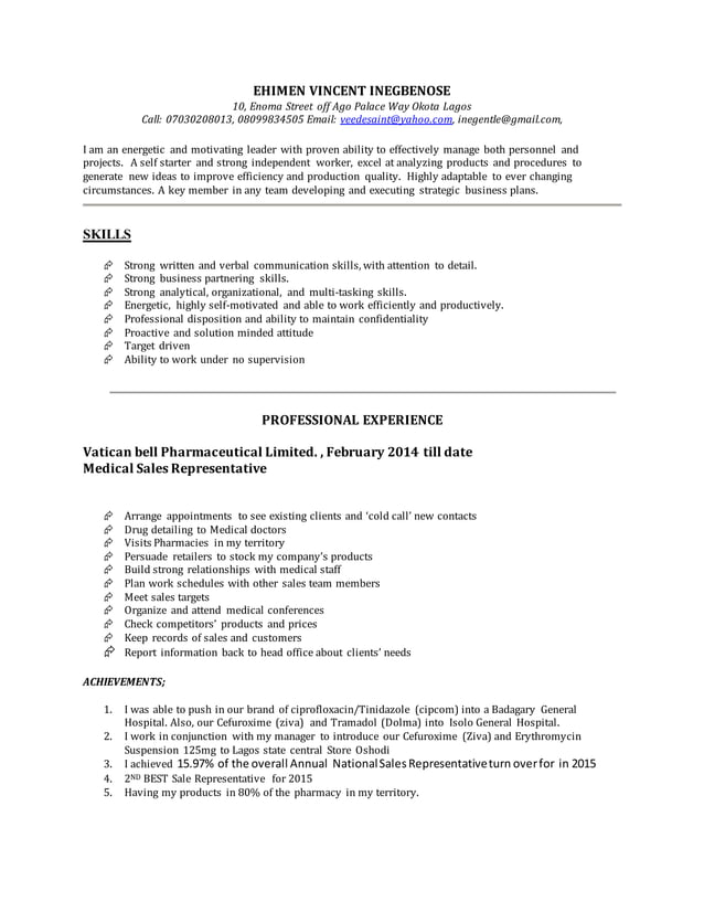 EHIMEN VINCENT cv Medical Rep-3 | DOCX