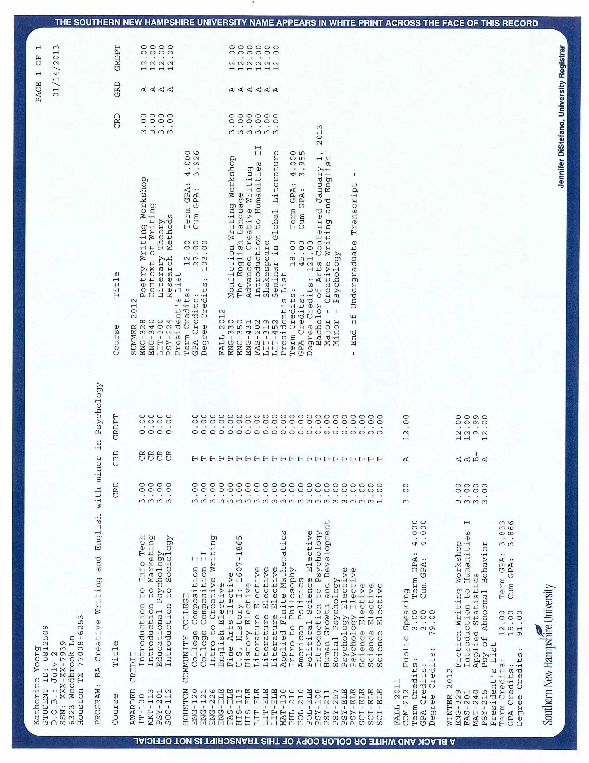 final transcript yoerg | PDF