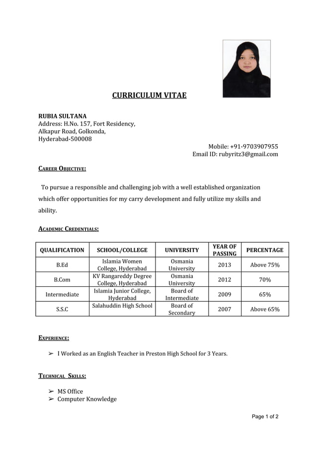 rubia cv photo | PDF