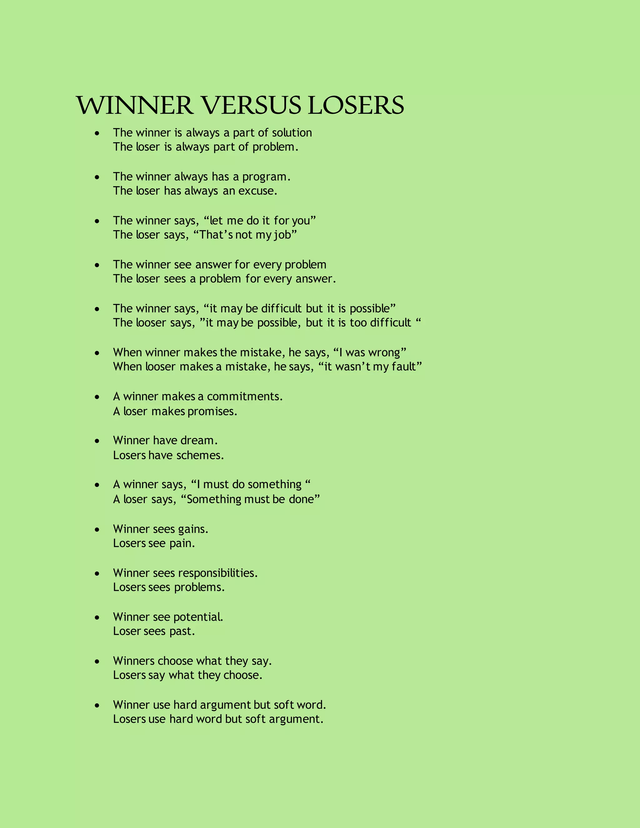 WINNER VERSUS LOSERS | PDF