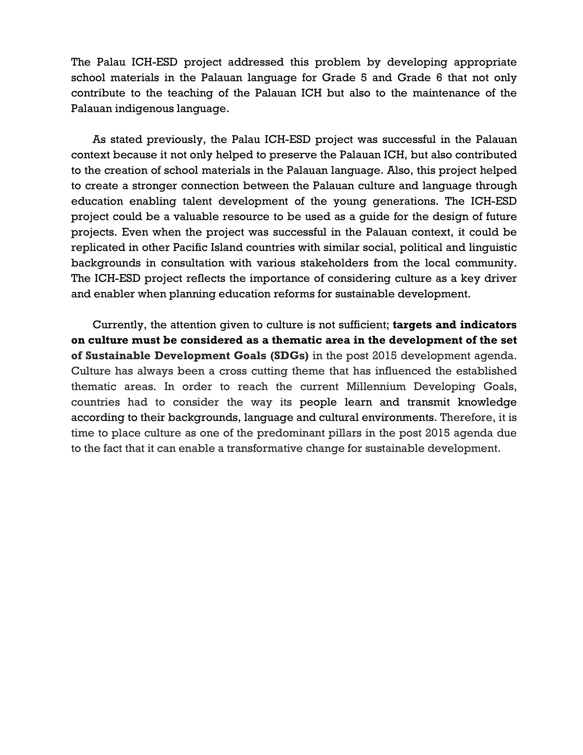 Palau ICH-ESD Project | PDF | Education