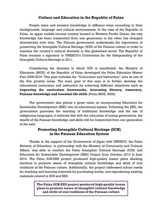 Palau ICH-ESD Project | PDF | Education
