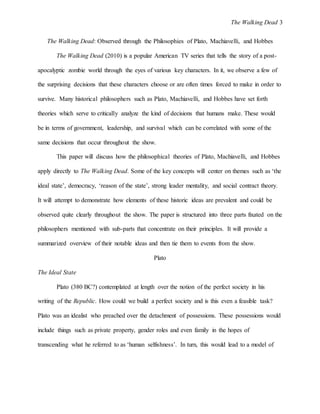 The Walking Dead Observed through the Philosophies of Plato ...