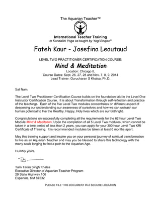 Mind And Meditation Certificate | PDF