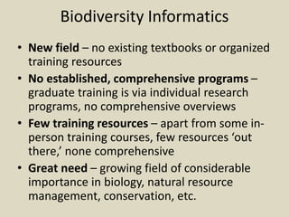 Introduction to the Biodiversity Informatics Training Curriculum | PPTX