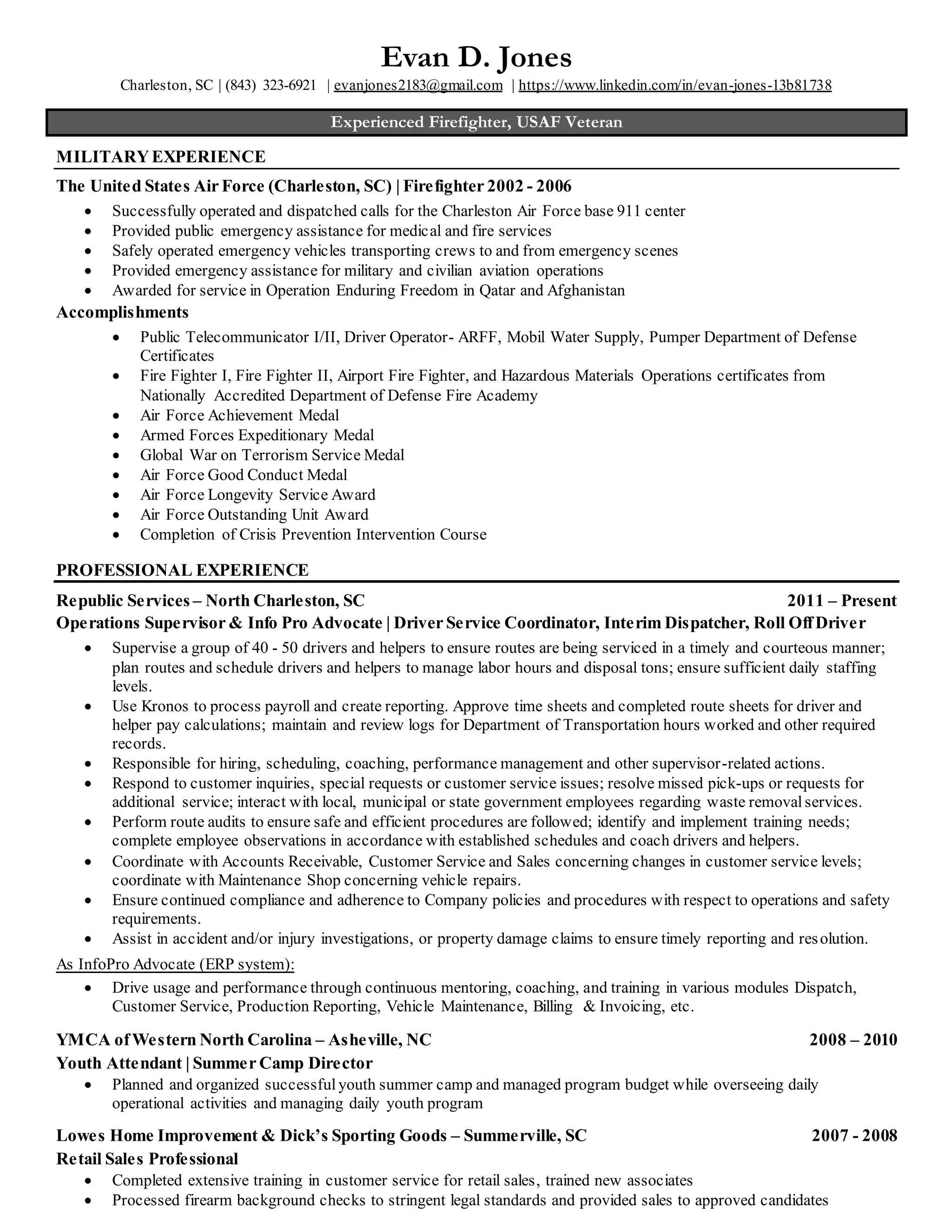 Evan D Jones Resume | DOCX