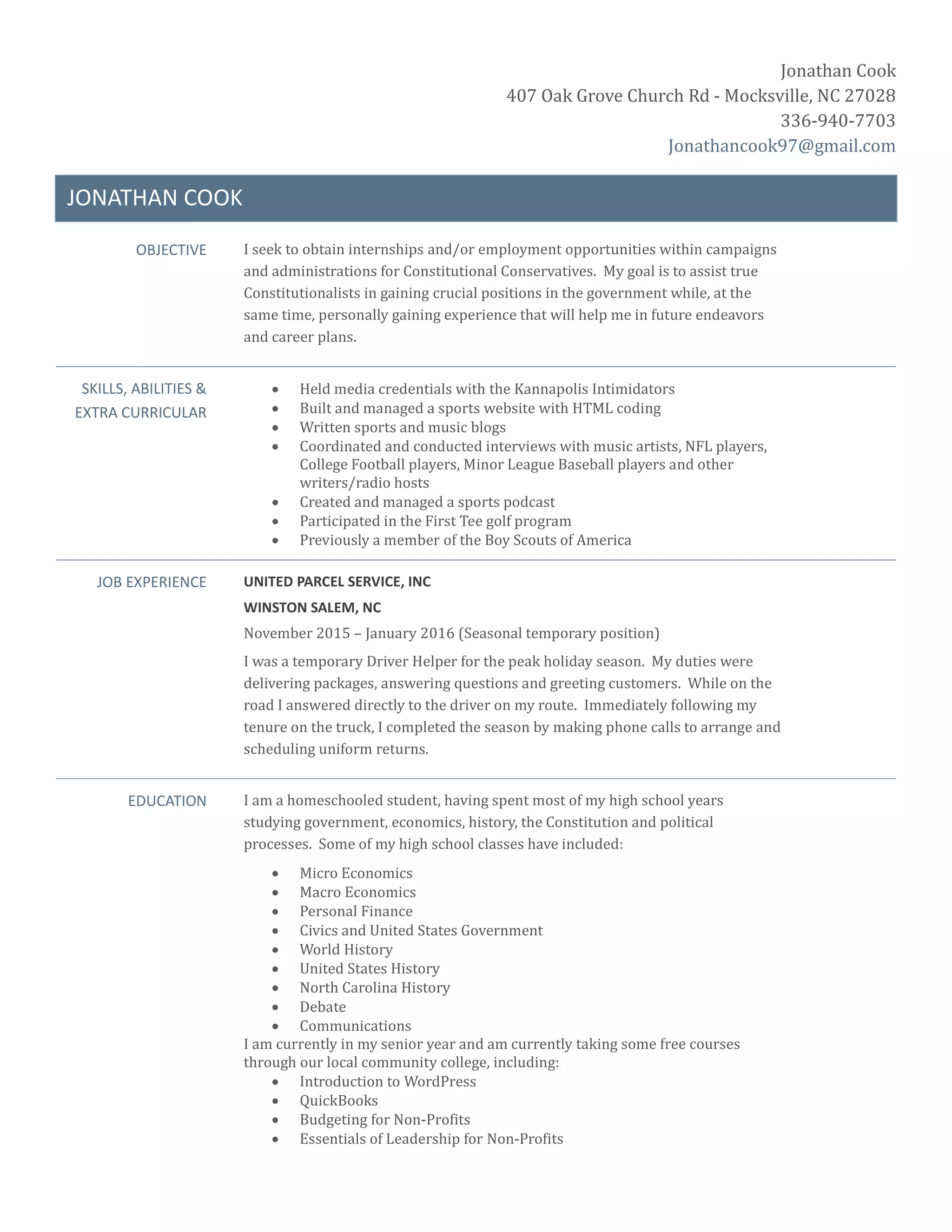 Jonathan Cook Resume | PDF