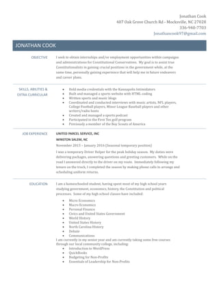 Jonathan Cook Resume | PDF