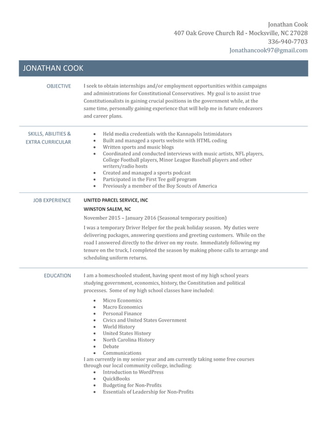 Jonathan Cook Resume | PDF