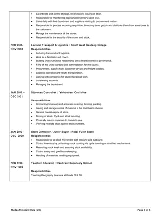 Thirabeli Elvis Mudau | DOC