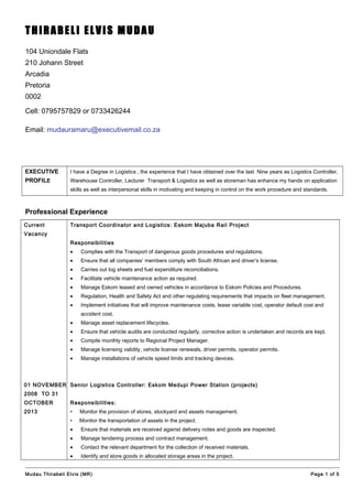 Thirabeli Elvis Mudau | PDF