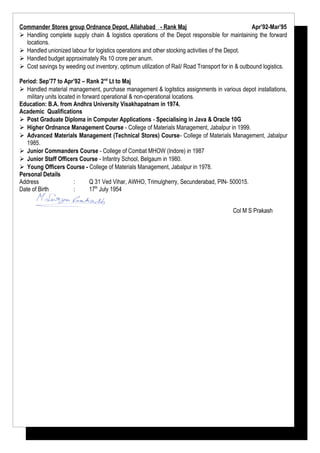 Revised RESUME_COL_M_S_PRAKASH_Supply_Chain_Logistics-III | DOC