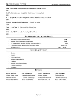 Khushnuma Fitter_Current Resume 2016 | DOC | Resume Writing and Advice | Job Search