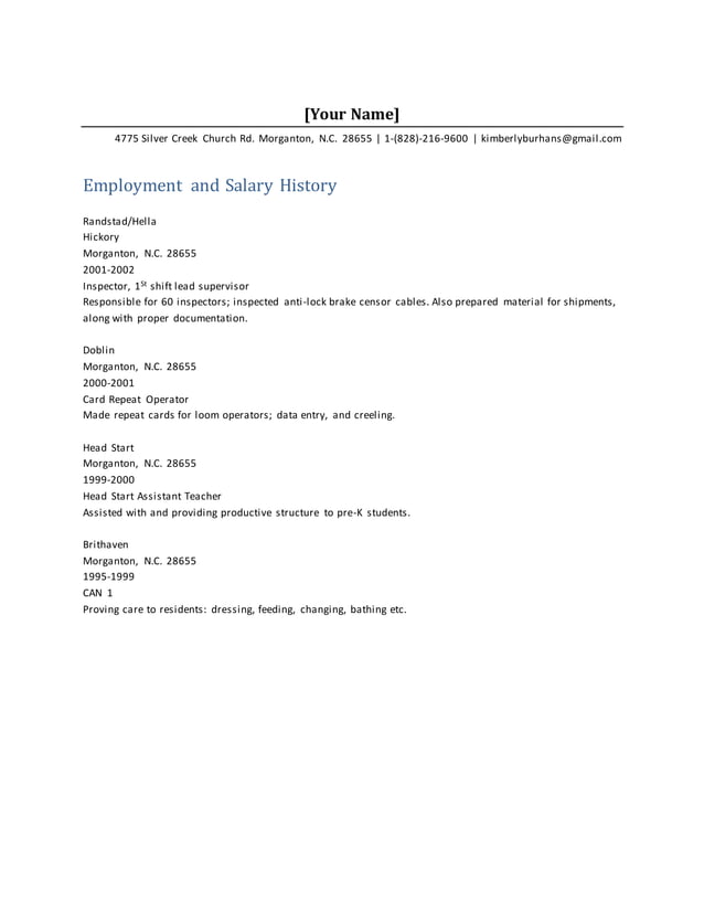 employment history | DOCX