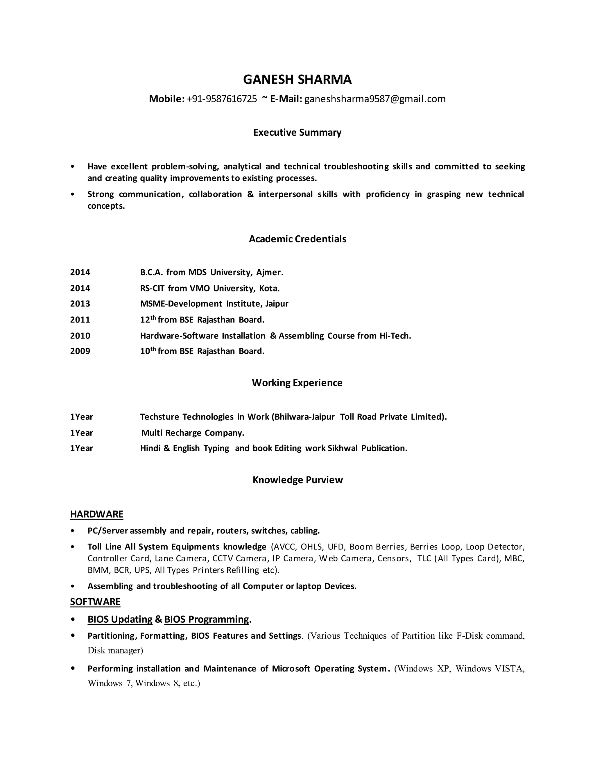 CV Ganesh Sharma | DOCX