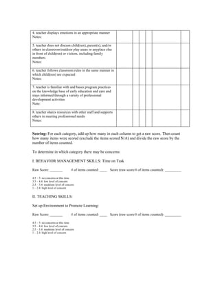 Teacher Checklist | PDF