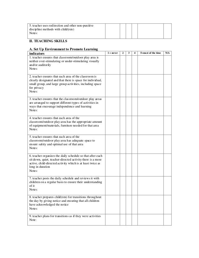 Printable Teacher Checklist