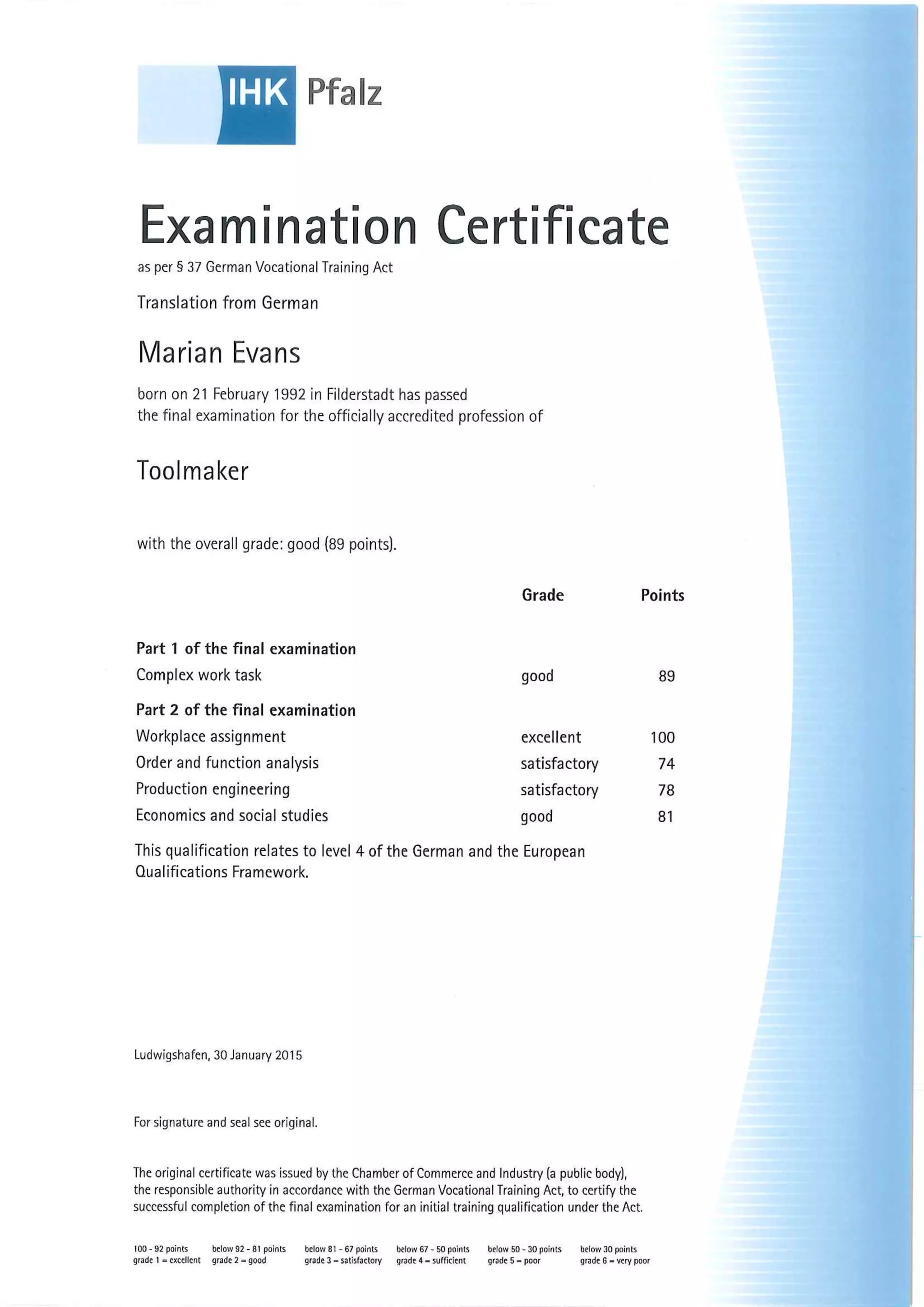 4 IHK Examination Certificate | PDF