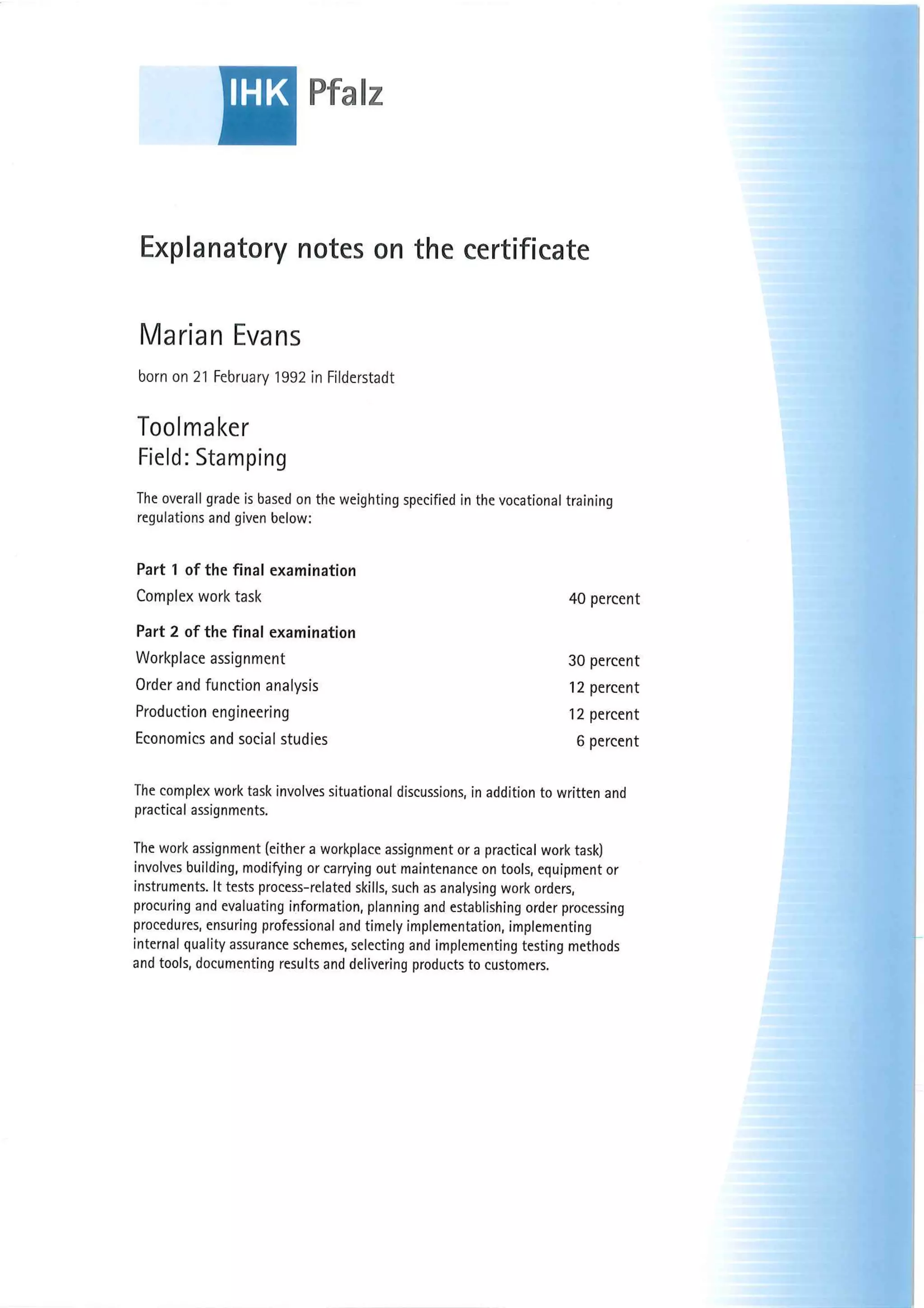 4 IHK Examination Certificate | PDF