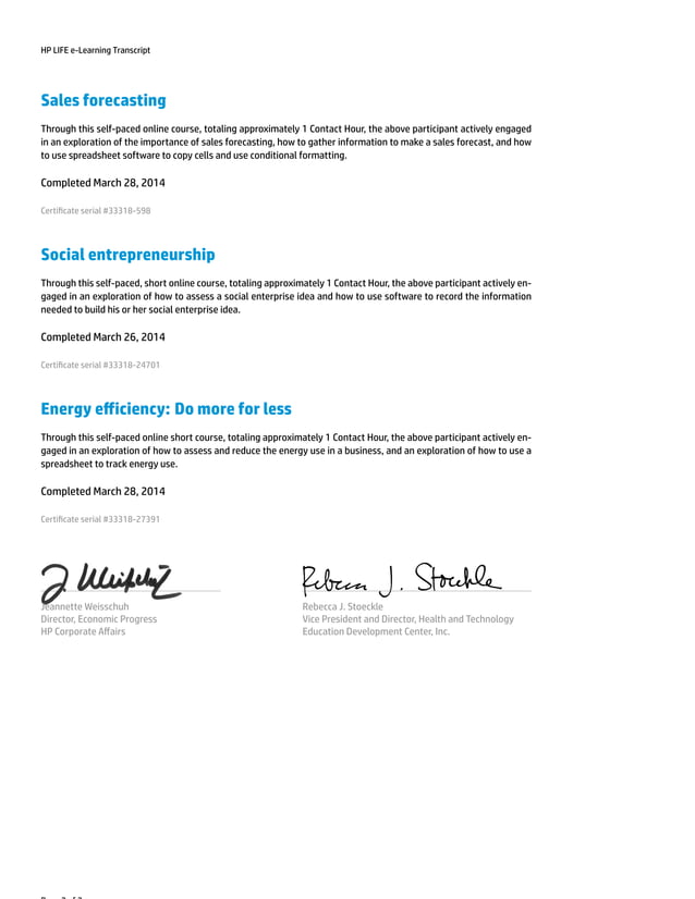 HP LIFE transcript | PDF