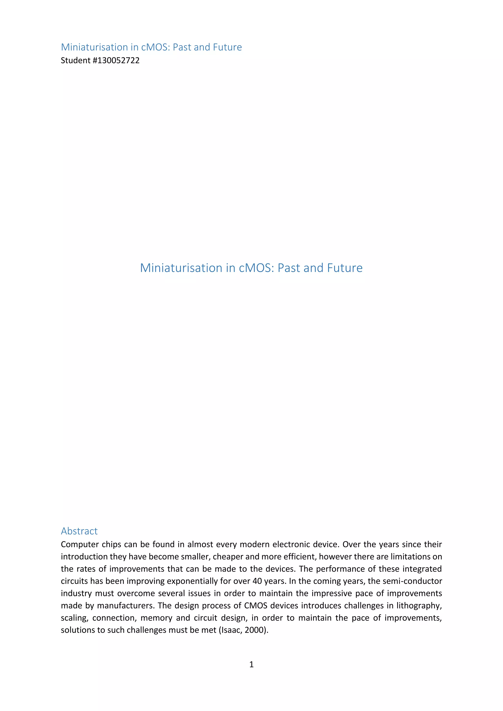 Miniturization of CMOS devices | PDF