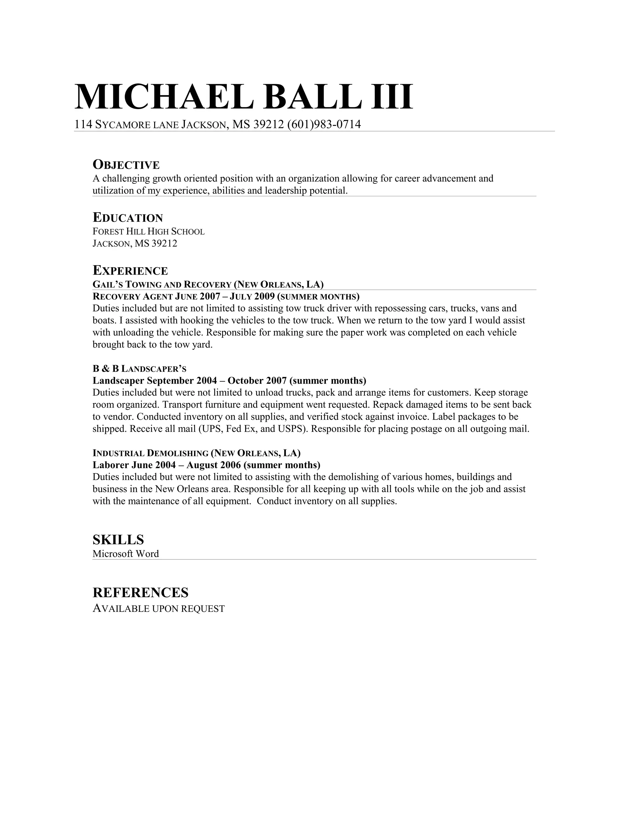 Michael Ball Resume (2) (1) (1) | PDF