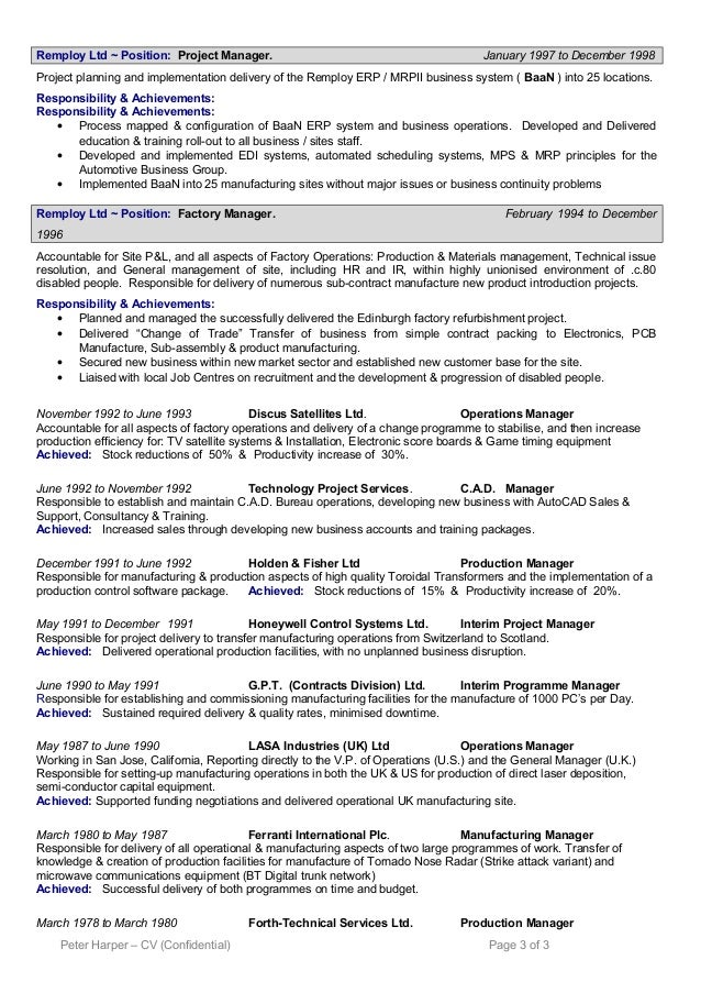 Peter Harper CV -( 2016 )