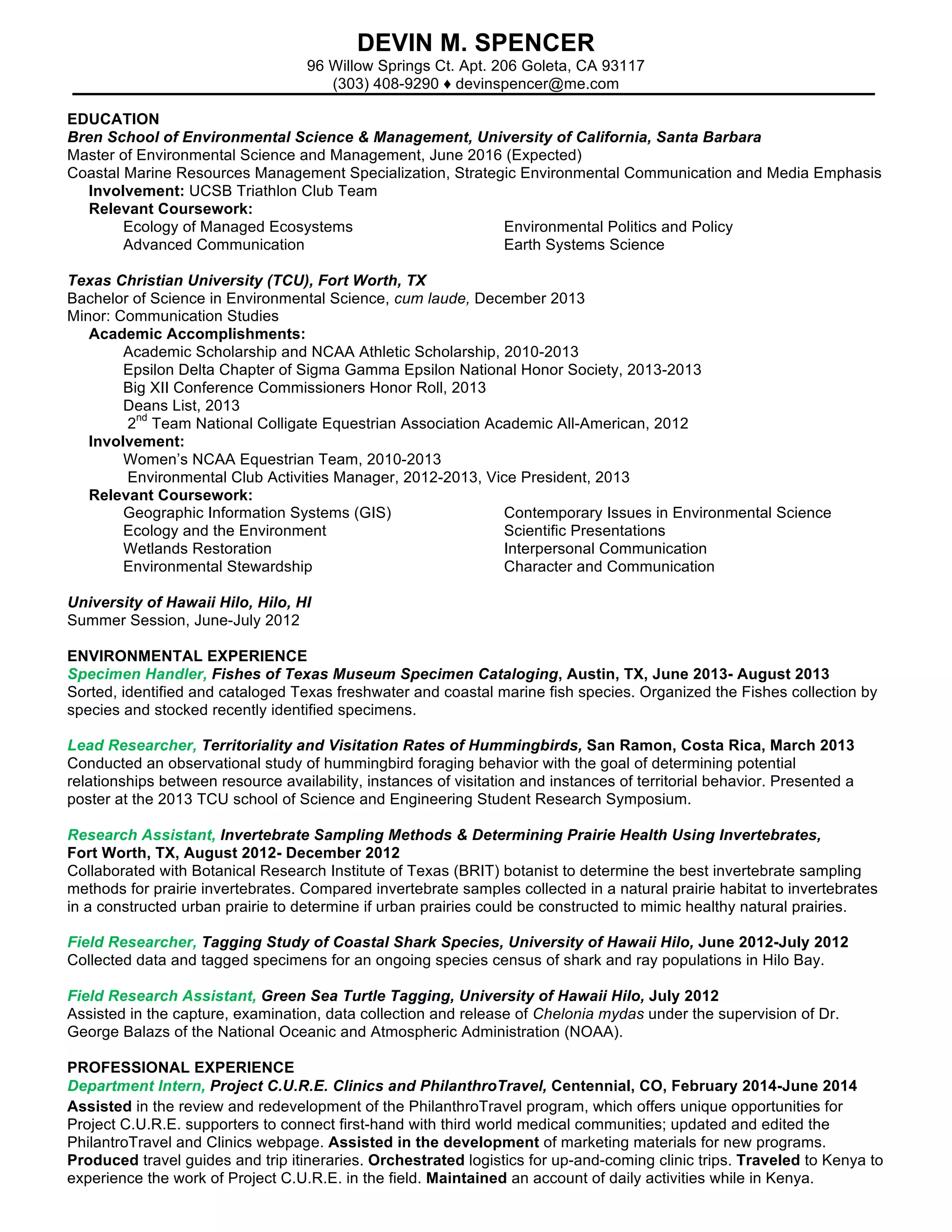 Devin Resume May 2015 | PDF