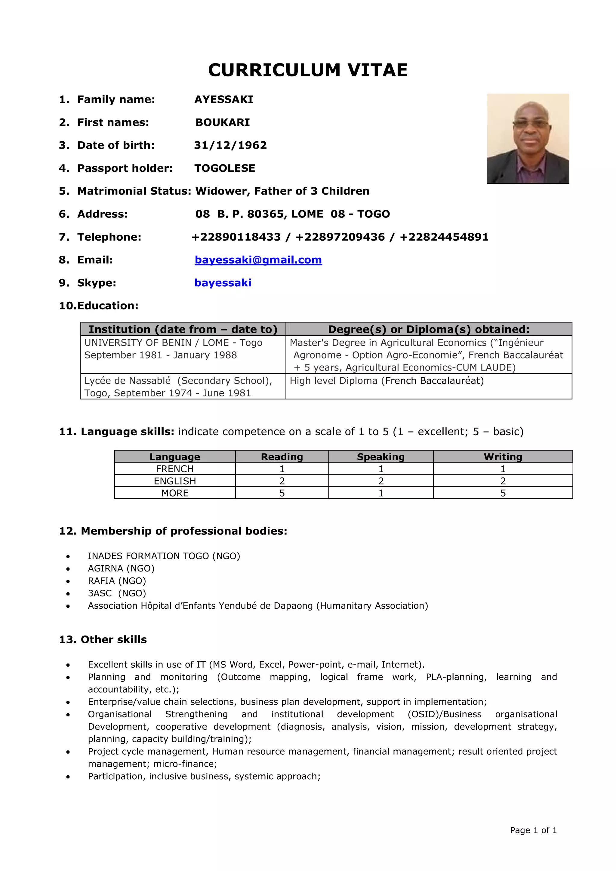 14102014-CVEnglish-Boukari 14 | PDF