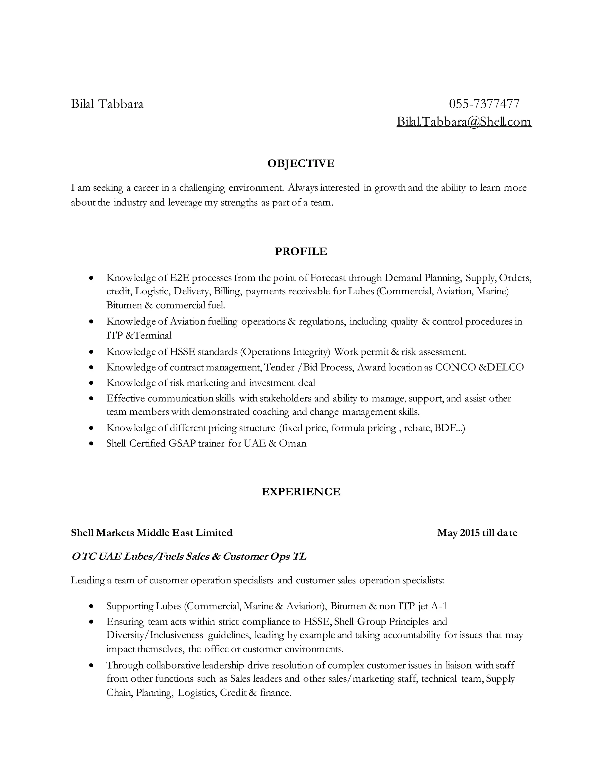 Bilal Tabbara CV 1 | DOCX | Aviation Industry | Industries