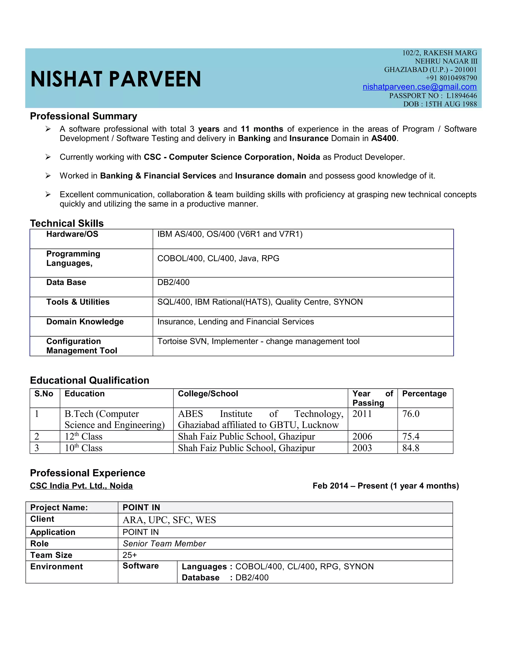 Resume_Nishat_Parveen | DOC