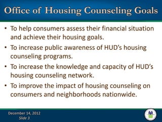 D1 housing counseling sarah gerecke - hud | PPTX