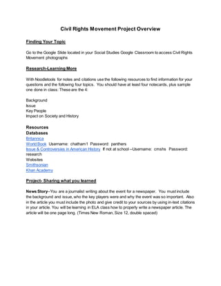 Civil rights project outline | DOCX