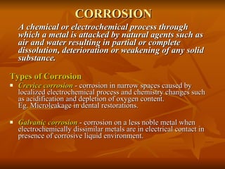 Tarnish and Corrosion in Dentistry | PPT
