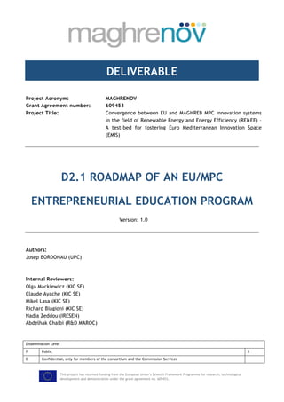 MAGHRENOV deliverable 2.1: Roadmap of an EU-MPC entrepreneurial ...