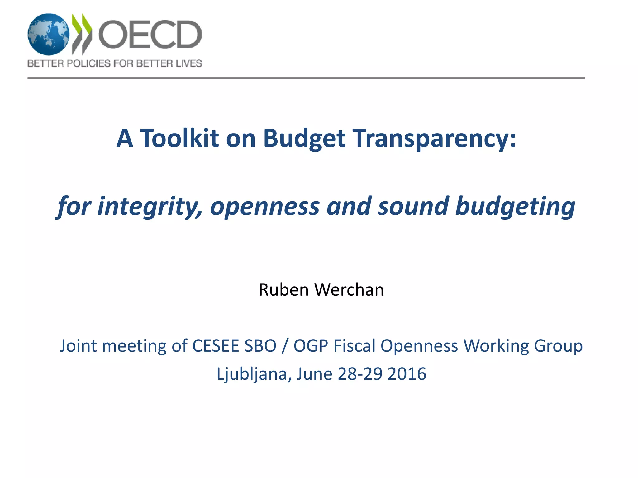 A toolkit on budget transparency: for integrity, openness and sound budgeting - Ruben Werchan ...