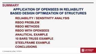 Application of OpenSees in Reliability-based Design Optimization of Structures | PPT