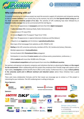 Brochure UPC ecoRacing | PDF