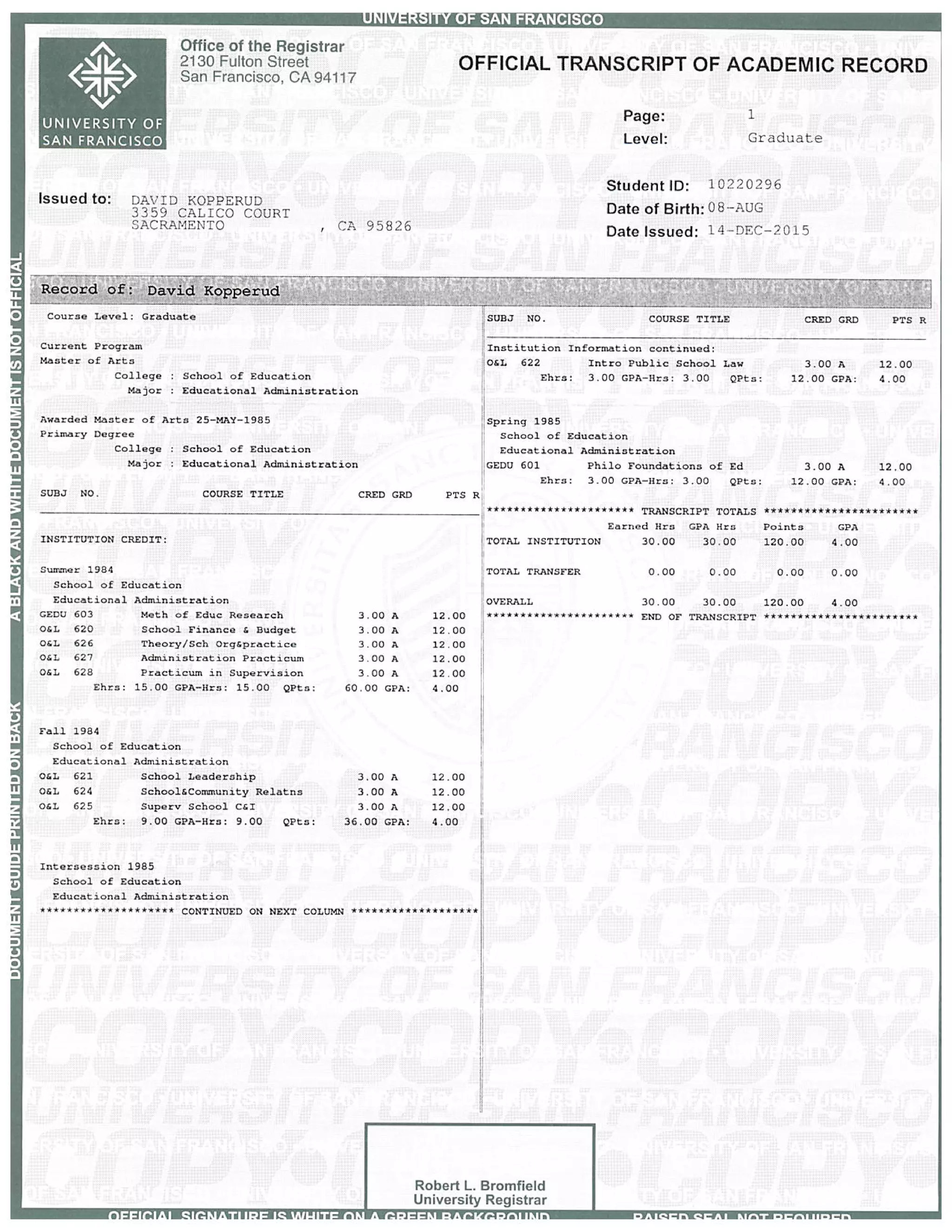 USF Transcript, Credential, and Reference | PDF