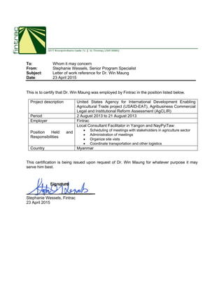Fintrac - Employment Reference | PDF