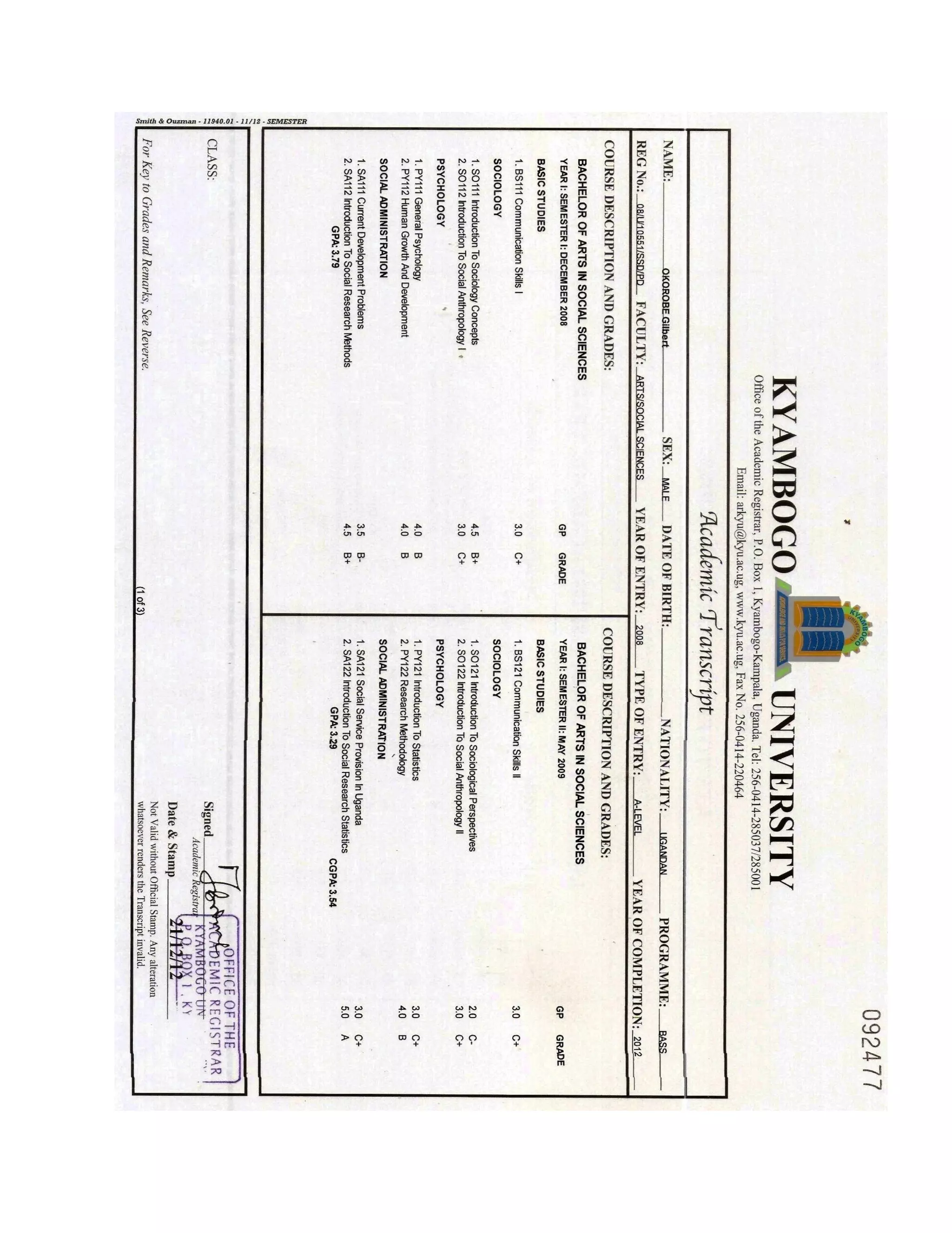 BA(Hons) Social sciences Degree Transcripts | PDF