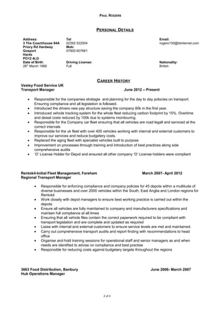 Paul Rogers Transport Logistics Manager | DOC