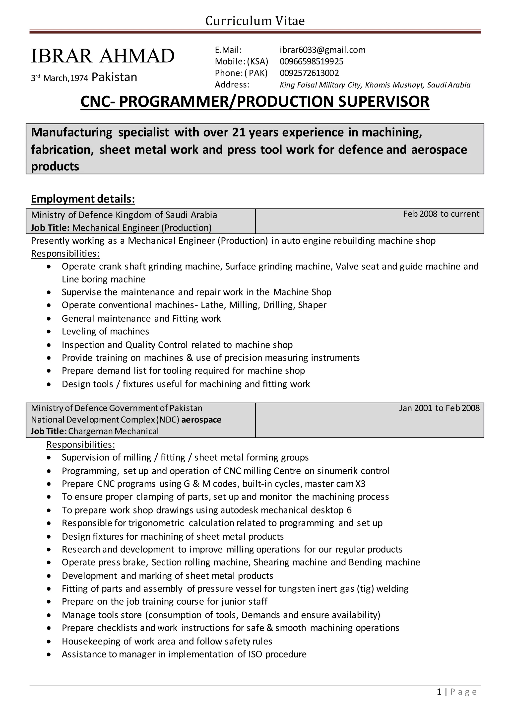 IBRAR AHMAD CV updated 2016 | DOCX
