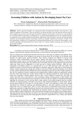 Screening Children with Autism by Developing Smart Toy Cars | PDF ...