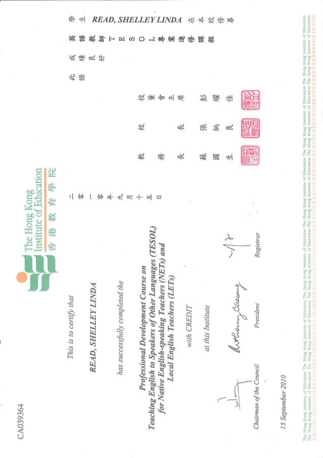 TESOL teaching certificate