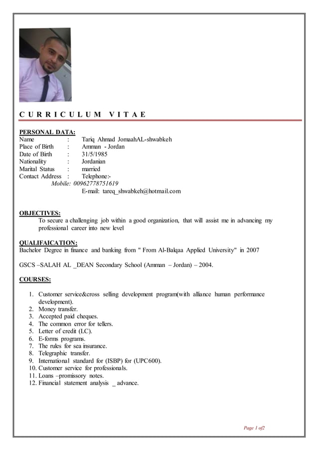 Cv tareq alshwabkeh 2 | DOCX