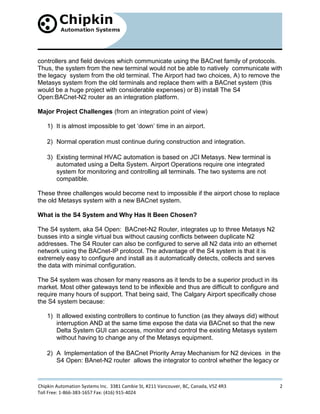 Chipkin Automation - S4 Case Study - Calgary International Airport | PDF