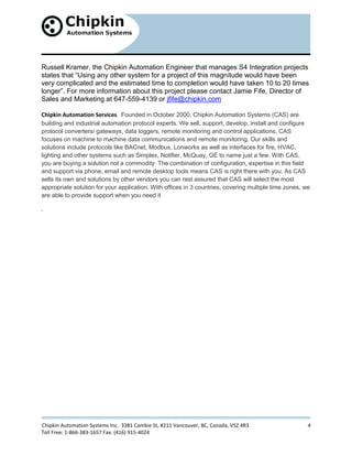 Chipkin Automation - S4 Case Study - Calgary International Airport | PDF