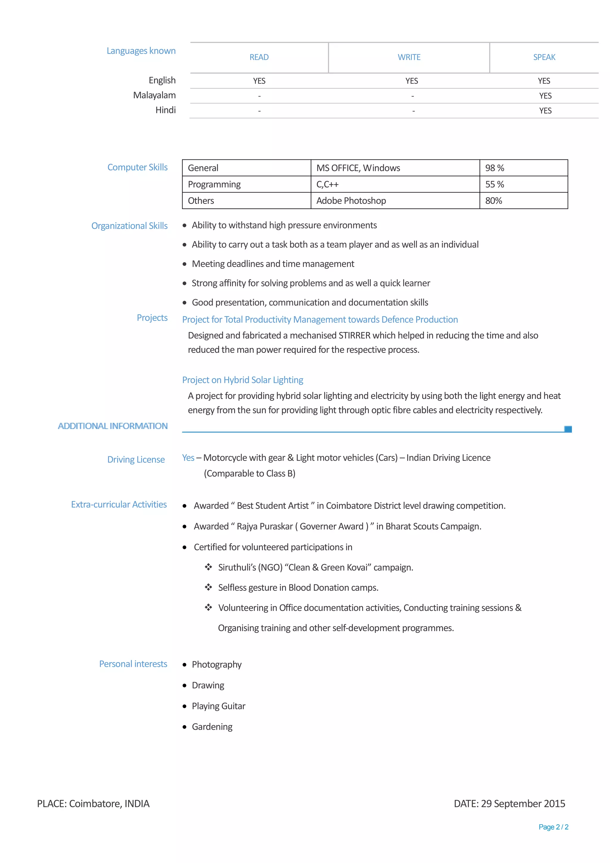 Manoj Kumar S- CV(Updated) | PDF | Vocational Training | Careers