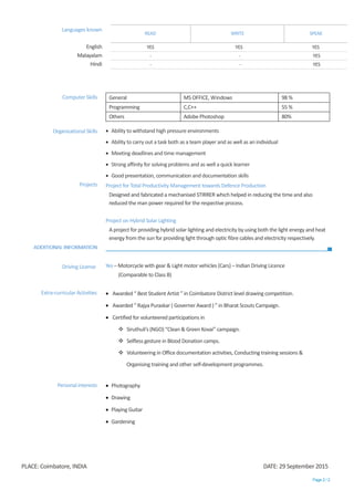 Manoj Kumar S- CV(Updated) | PDF | Vocational Training | Careers